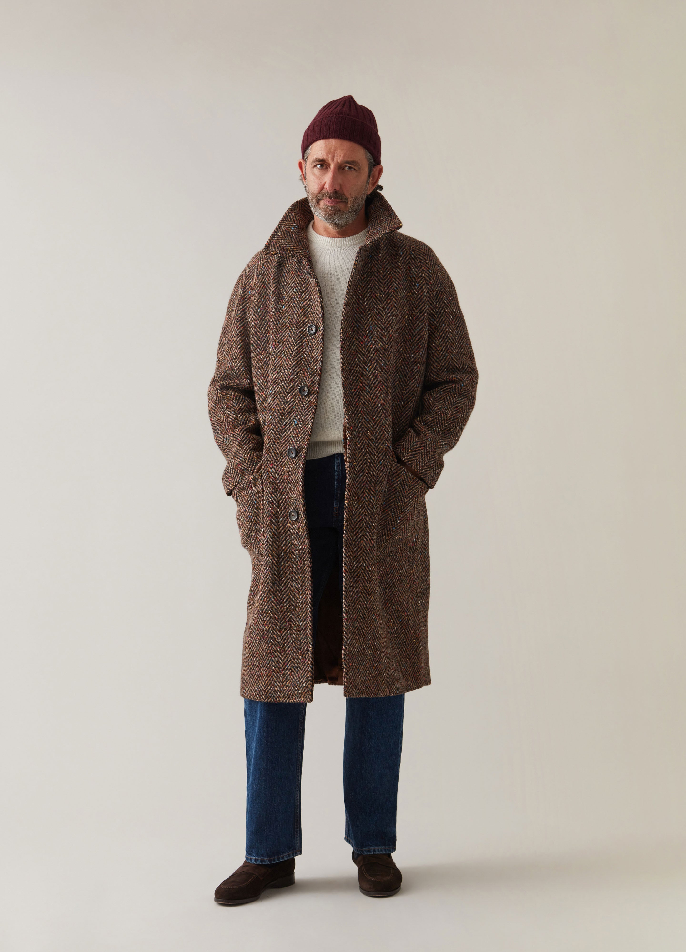 Nelson Tweed Raglan Coat - Brown – Berg & Berg
