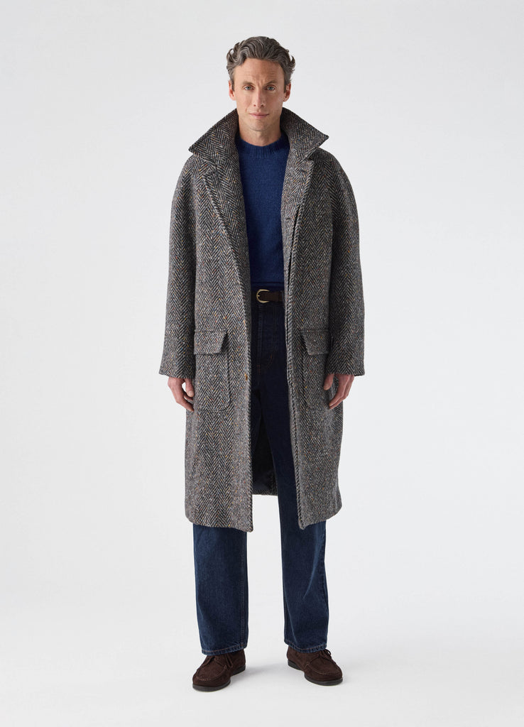 Nelson Tweed Raglan Coat - Dark Grey/Multicolour – Berg & Berg