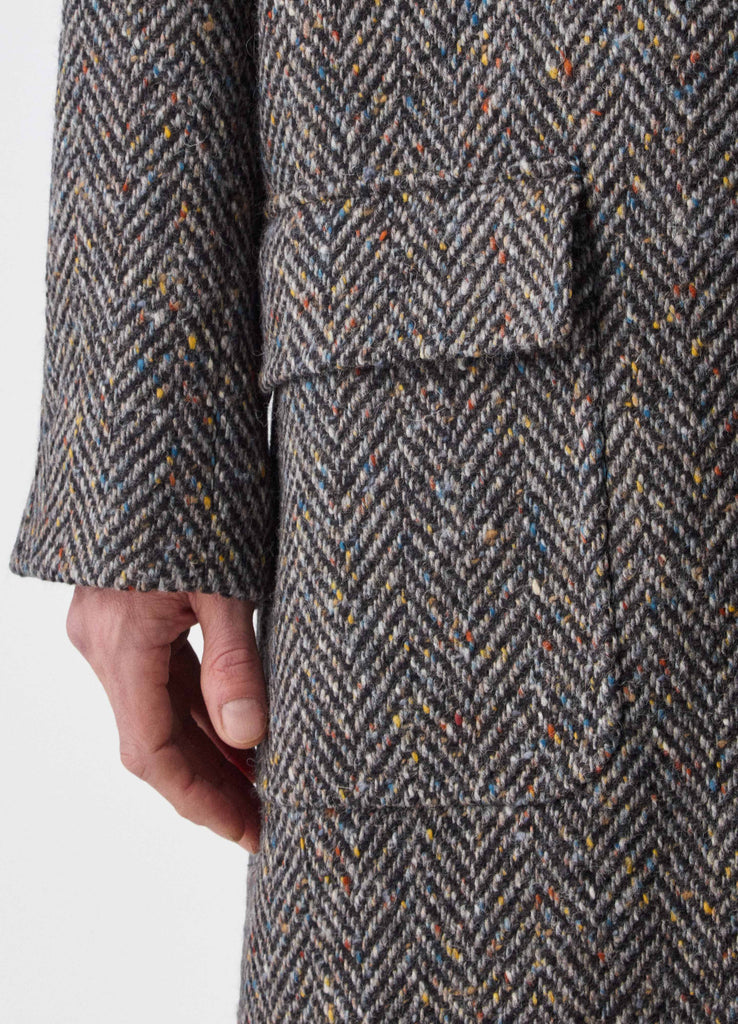 Nelson Tweed Raglan Coat - Dark Grey/Multicolour – Berg & Berg