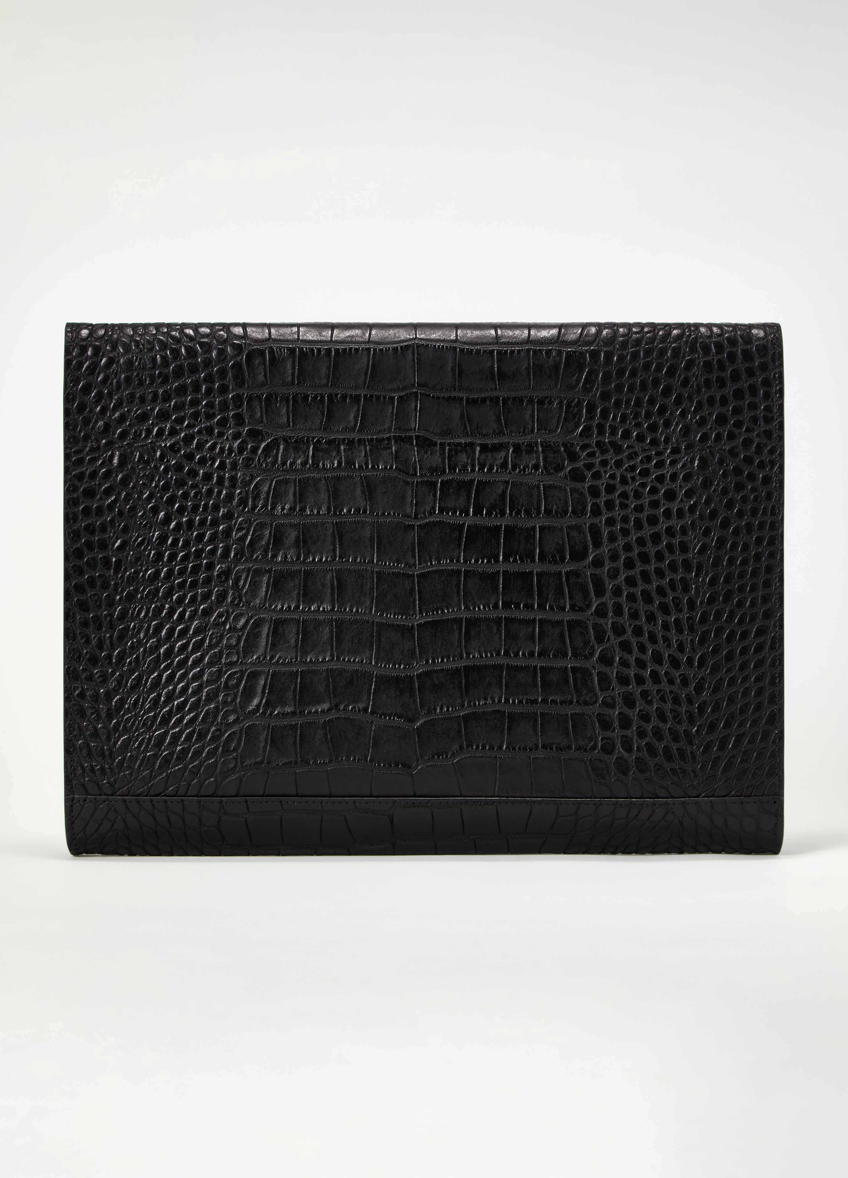Croco Calf Laptop Portfolio - Black – Berg & Berg